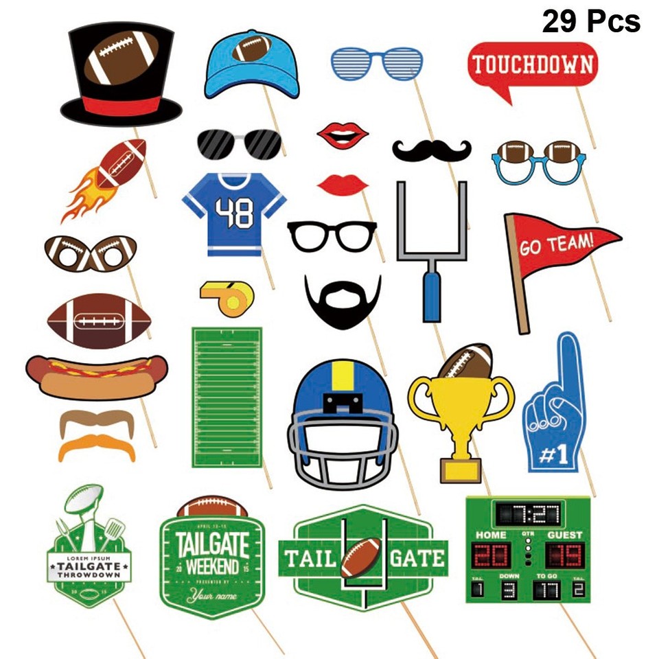 29 Pcs Football Selfie Props Themed Party Supplies Decorations for Boys ...