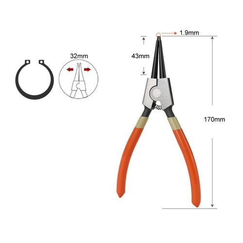 Circlip Pliers Snap Ring Tool Spring Return Mechanism Ergonomic Non ...
