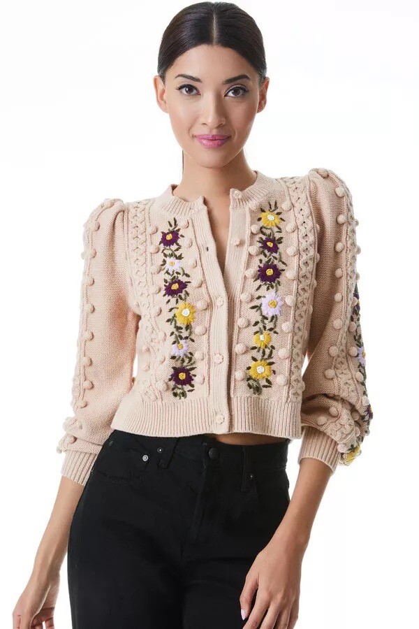 Alice + Olivia Kitty Puff Sleeve Catdigan Sweater Size M NWOT | eBay