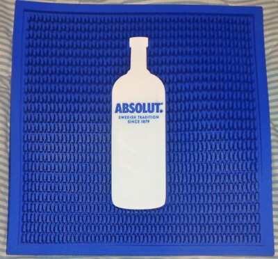 Absolut Vodka...Rubber Bar Mat - 14 inch x 14 inch...Blue...NEW | eBay