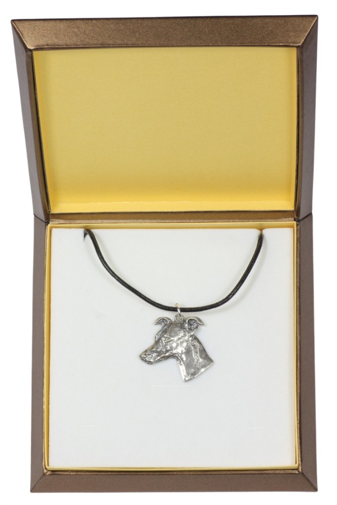 Whippet - silver covered necklace with dog, in box, Art Dog USA | eBay