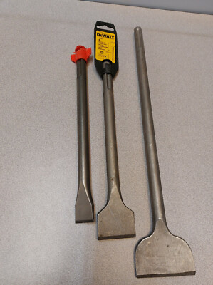 (3 Pack) BOSCH HS1911 1" x 12" Flat Chisel & 2 x DEWALT Scaling Chisel ...