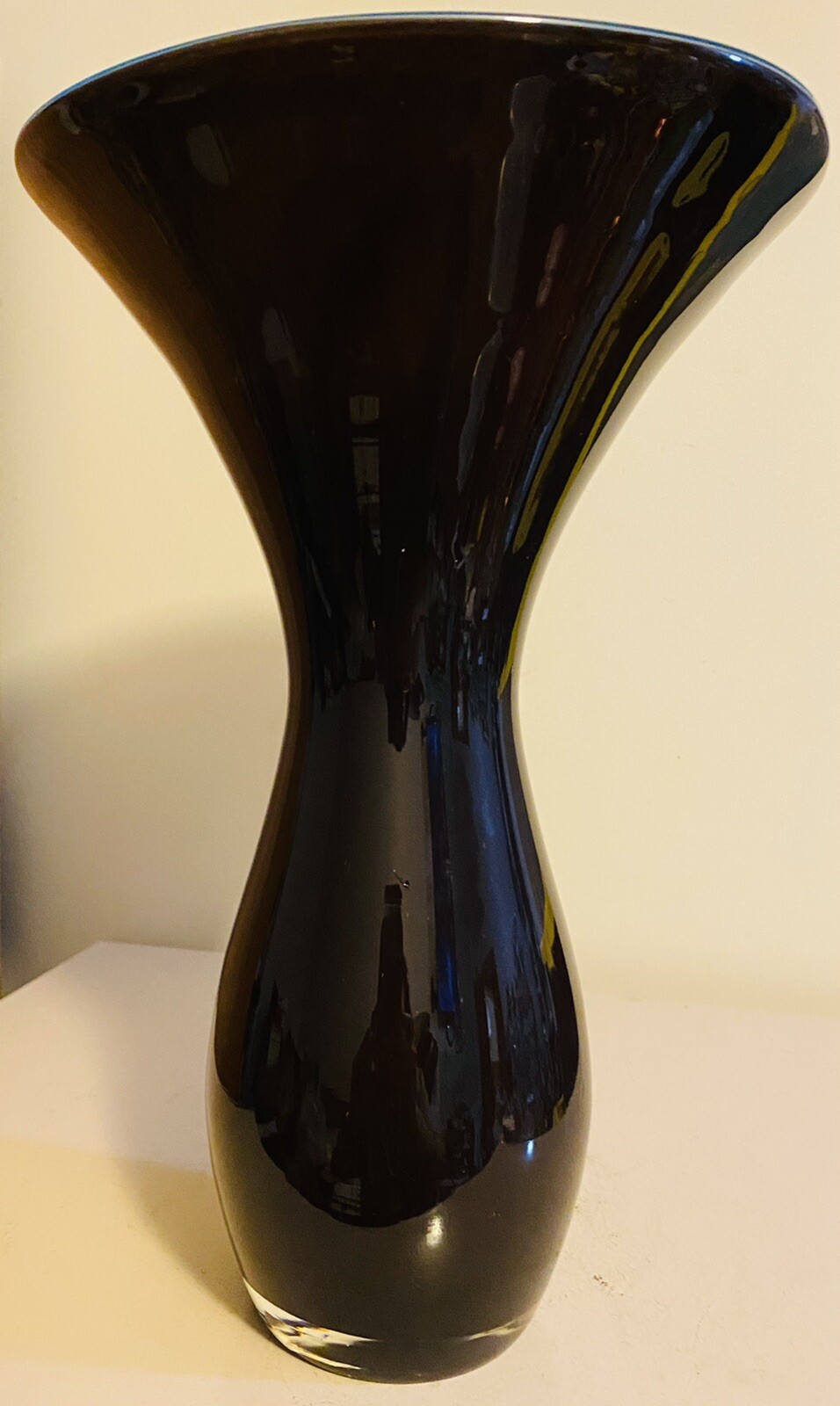 Vtg Murano Hand Blown Cased Glass Vase 12” H 8”Flare Rim Turquoise ...