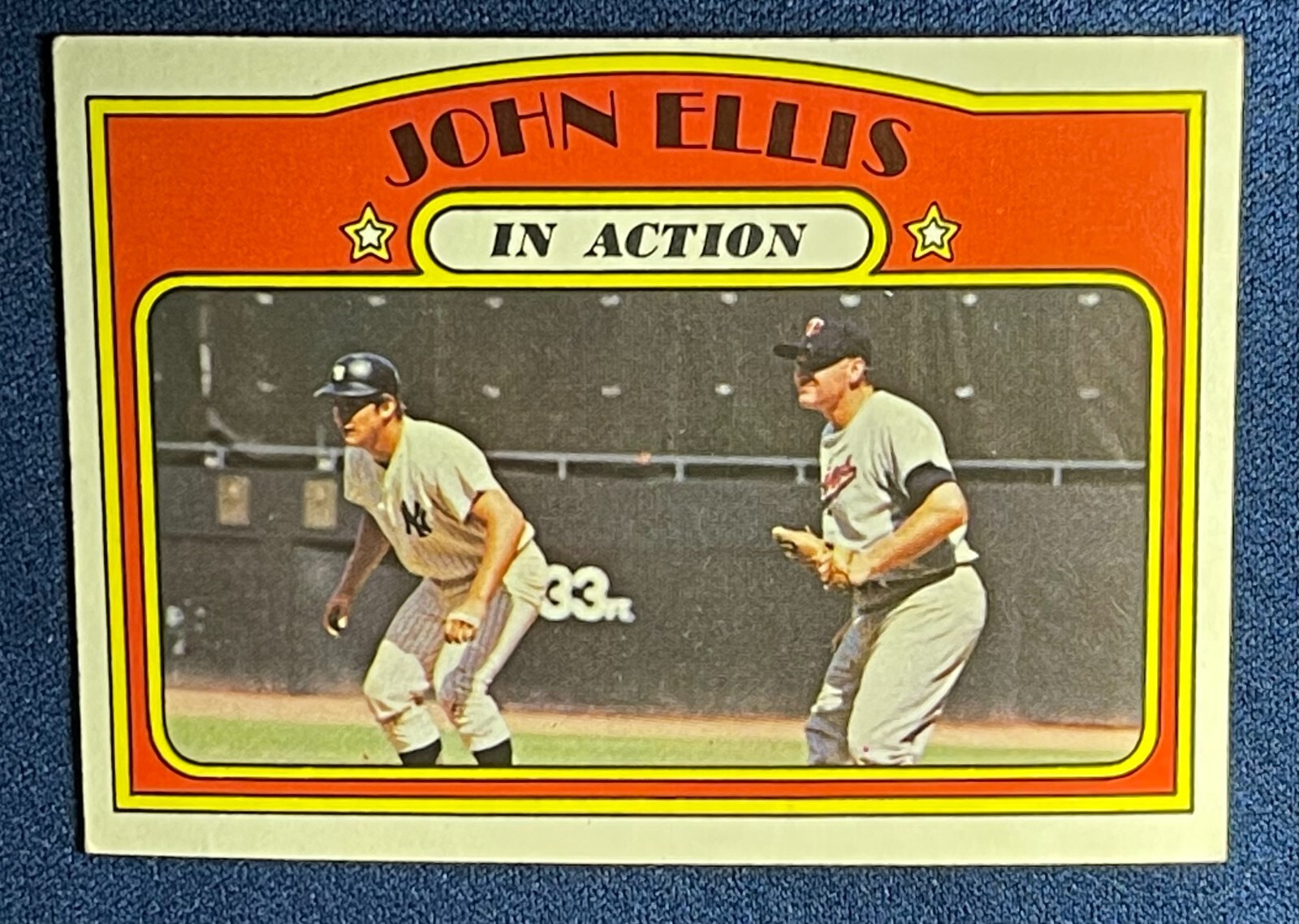 1972 TOPPS #48 JOHN ELLIS IN ACTION (NEW YORK YANKEES) BASEBALL CARD EX ...