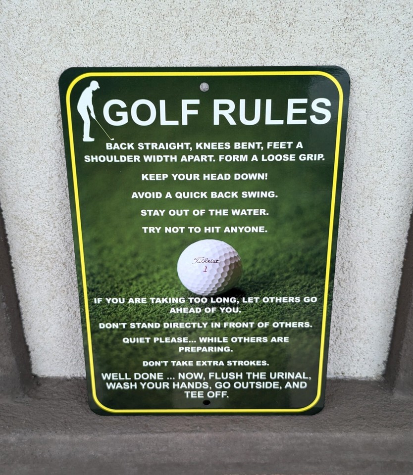 Funny Golf Rules Sign, Unique Man Cave Wall Art, Humorous Golfer Gift ...