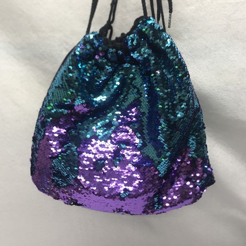 Reversible Flip Sequin Drawstring Backpack Teal Purple Easy Carry ...