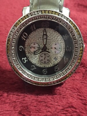 Mens Techno Master Yellow / White Color Diamond Watch 2 Ct | eBay