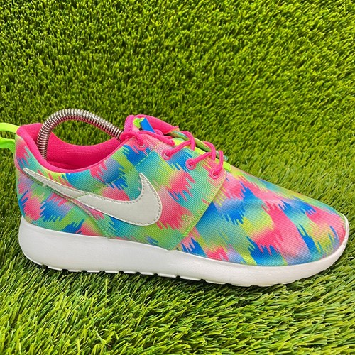 Nike Roshe One Print Girls Size 7Y Blue Pink Multicolor Athletic Shoes ...