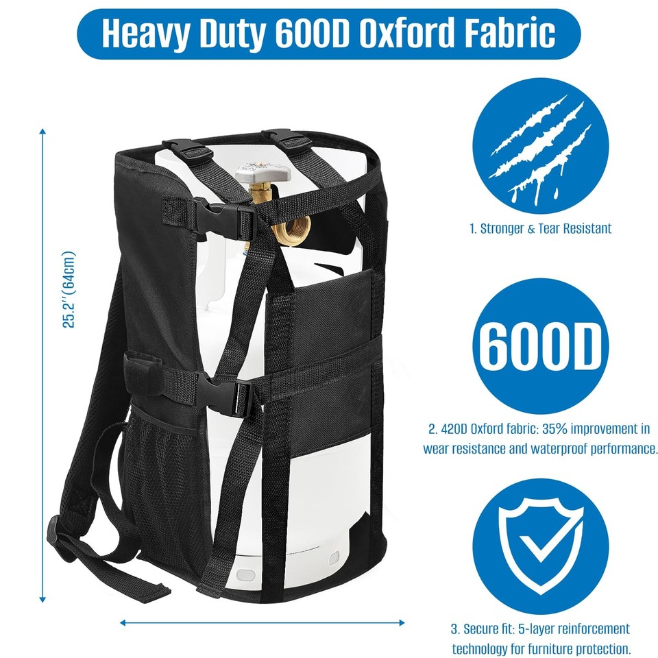 Propane Tank Backpack, Heavy Duty 600D Oxford Fabric Cylinders Tank ...