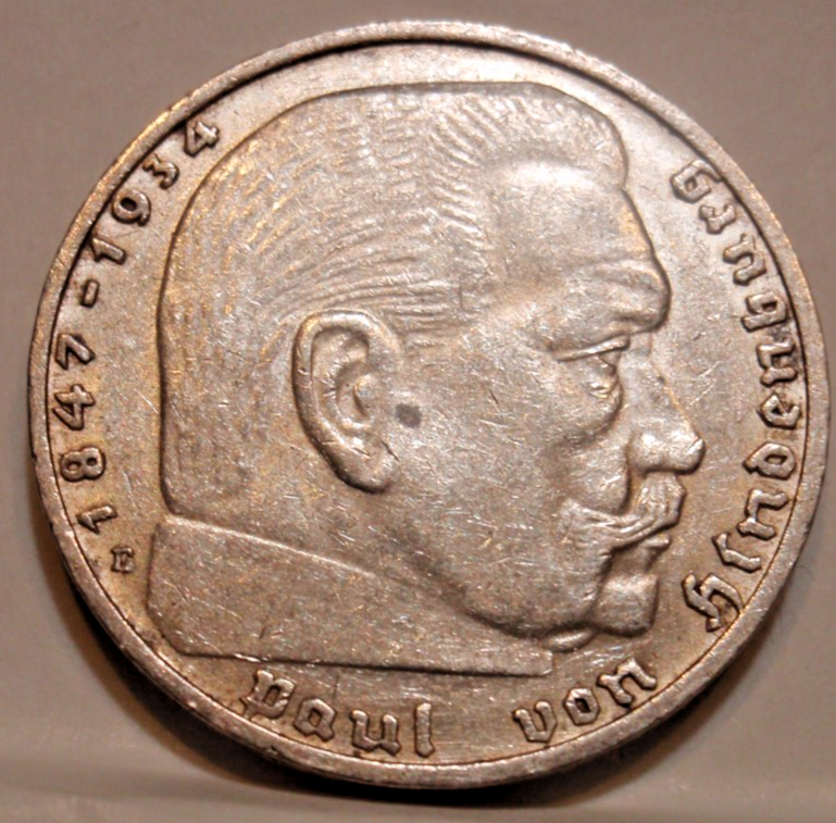 GERMANY 1937 E ☆ 2 REICHS MARK NAZI SILVER • Swastika 25mm KM# 81 Low ...