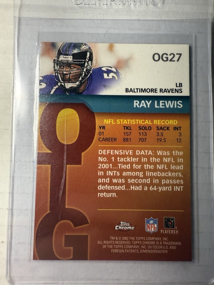 2002 Topps Chrome #OG27 Ray Lewis Own The Game Baltimore Ravens HOF No ...
