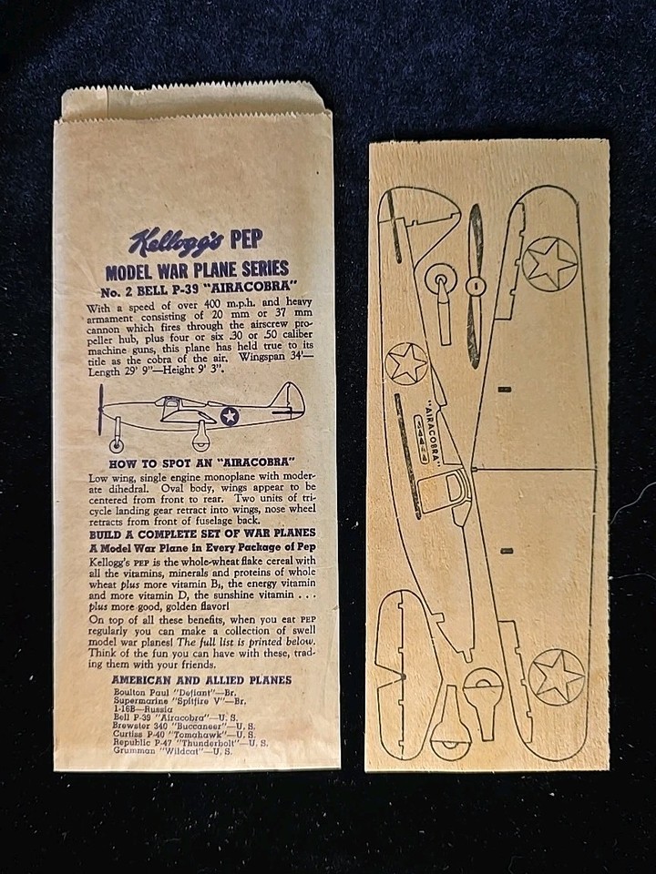 1940s-1950s Kellogg's Pep Model War Planes Series Premiums (2) | eBay