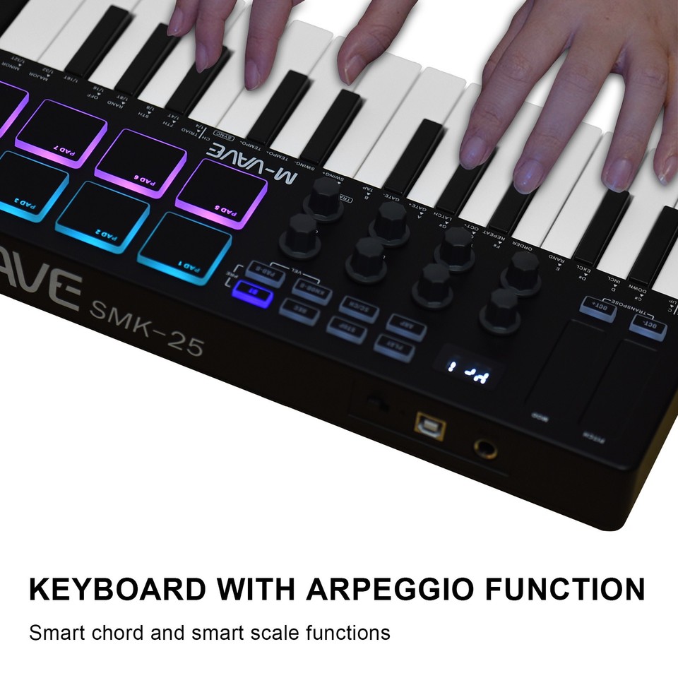 M-VAVE 25Key MIDI Control Keyboard Mini Portable USB Keyboard MIDI ...