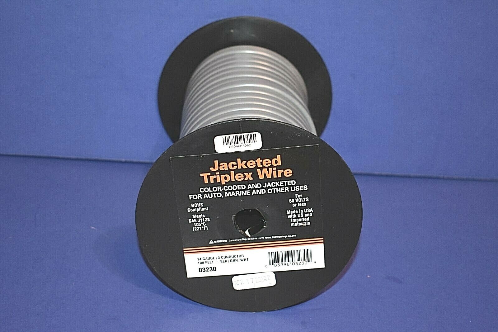 DEKA 03230 Triplex Wire Roll 100 Ft. 14 Gauge/3 Way Rated at 60v / 7314 ...
