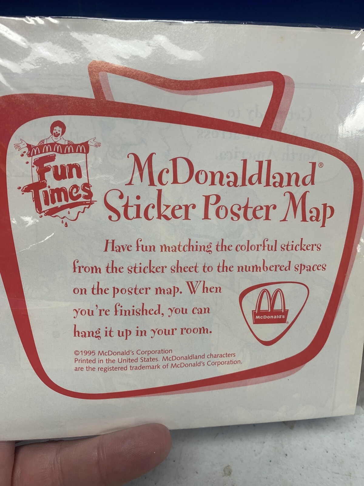 McDonald’s 1995 Vintage McDonaldland Sticker Poster Map Sealed Lot Of 2 ...