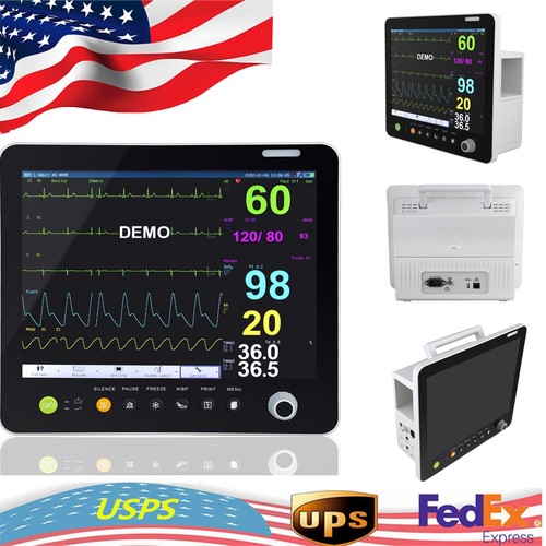Portable Patient Monitor 15 Display-ECG NIBP RESP SPO2 PR TEMP for ...