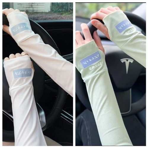 UV Protection Half Finger Sleeves Thin Hand Protector Cover Female Male ...