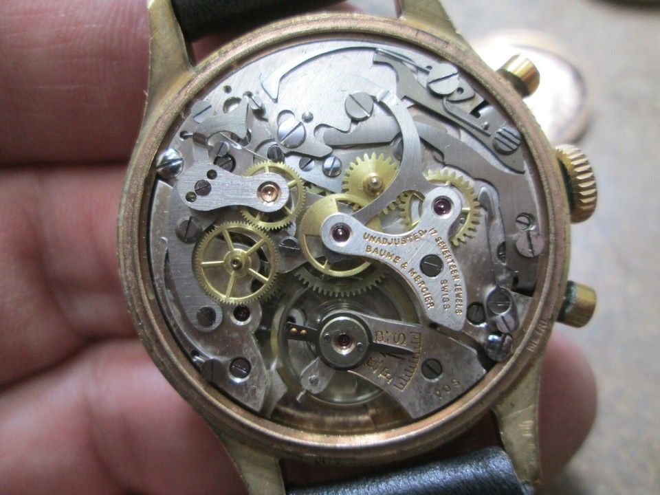 BAUME & MERCIER CHRONOGRAPH 18K SOLID GOLD MANUAL WIND WATCH ROUND ...