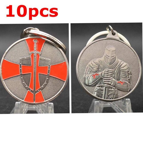 10pcs Knight Templar Red Cross Challenge Coin Religious Coin Keyring | eBay