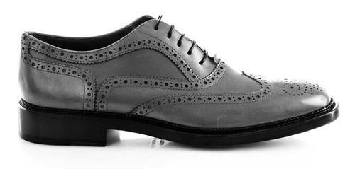 Latest Handmade Men's Real Leather Shoe Gray Wingtip Oxford Formal ...
