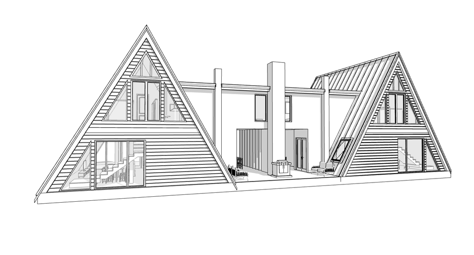 86’x49’ 4 Beds, 4 Baths Double A-Frame House Architecture Plans PDF ...