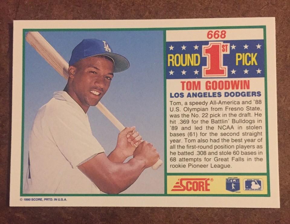 Tom Goodwin 668 1st Round Pick MLB Score 1990 Baseball Trading Card | eBay
