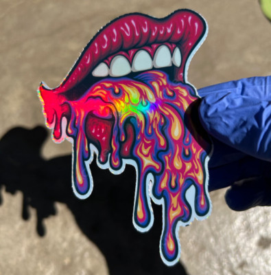 Liquid Mouth Holographic Sticker Waterproof Vinyl Trippy Creative Art ...
