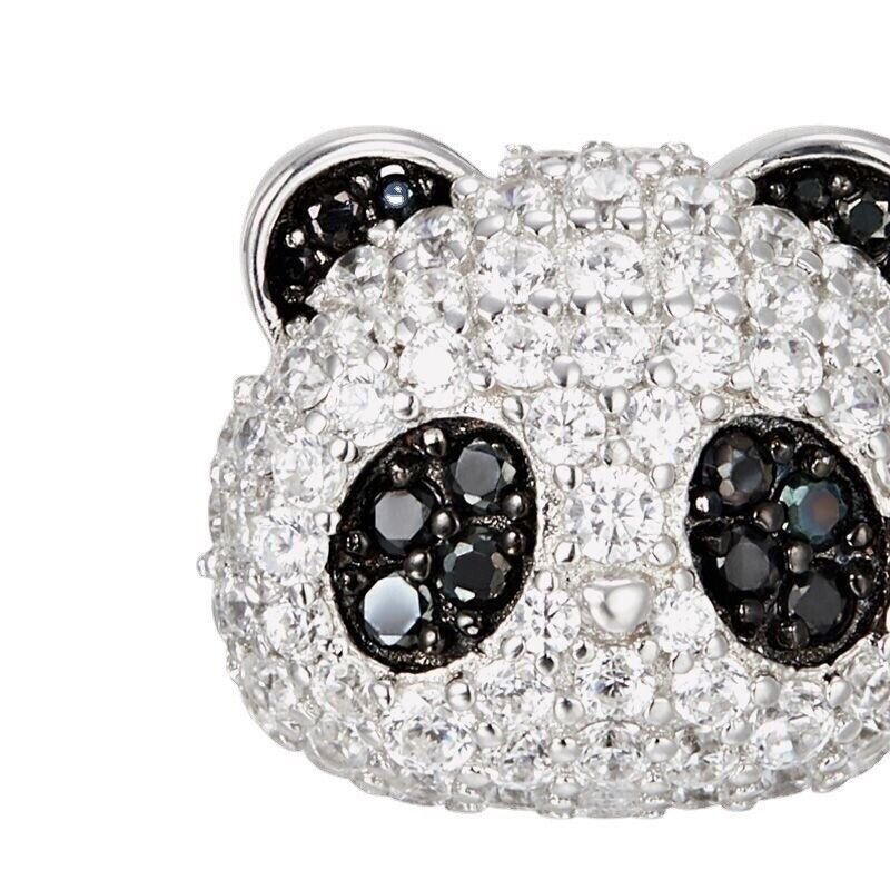 Small Rhinestone Panda 925 Silver Earrings for Little Girls Womens ...