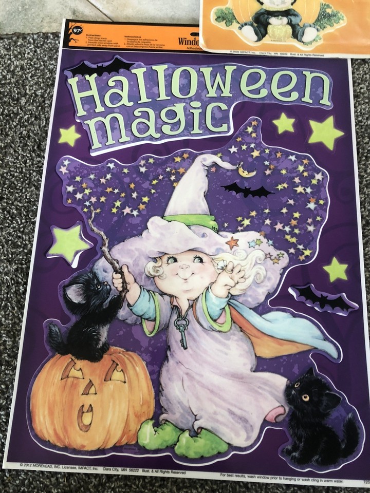 Y2K Ruth Morehead Halloween Window Cling Stickers Witch Black Cats ...