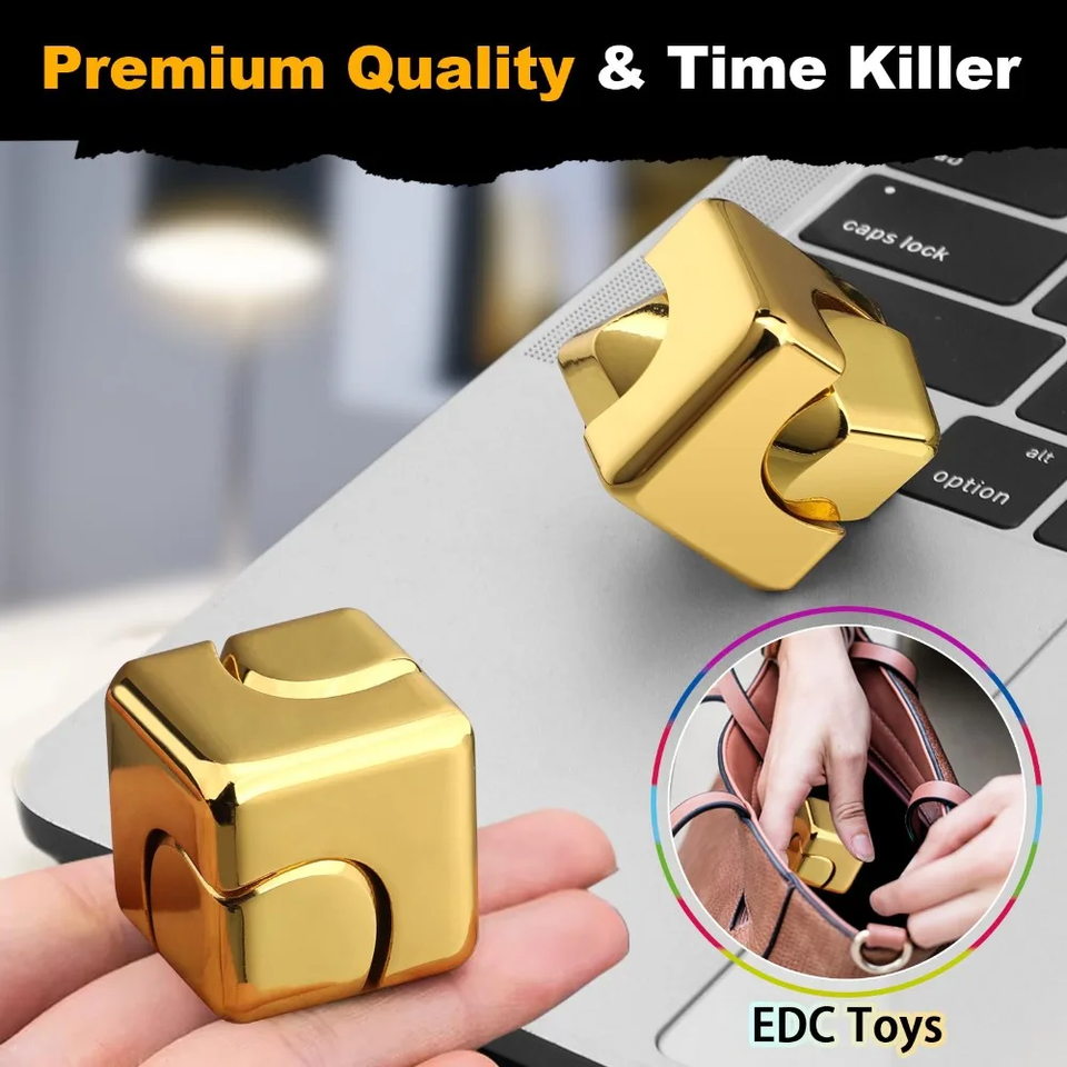 Alloy Cube Spinner Fidget Gyroscope Stress Relief Toy For Adults Office ...