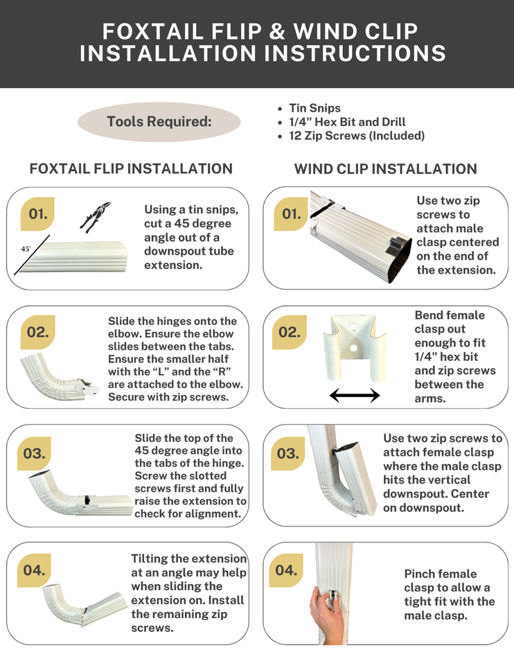 Color Match Gutter Downspout Hinge Extension Flip Up, Any Size, Wind ...