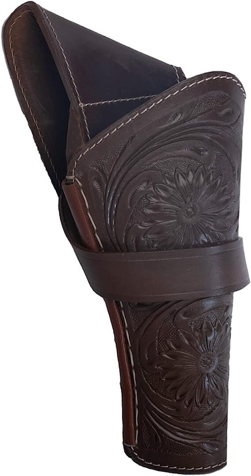 Western Holster Cowboy Tooled Leather Cross Draw Single Action Revolver ...