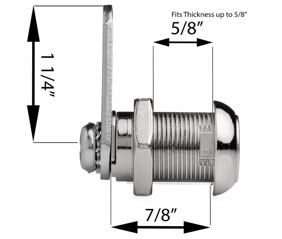 Bulk Discount 10 Kits 7/8" Cam Lock Double Bitted Lock and Key w/ Spike ...
