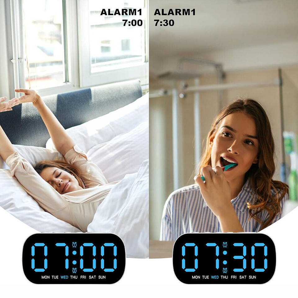 Digital Alarm Clock with 5-Level Brightness & Auto-Dim Night Mode for ...
