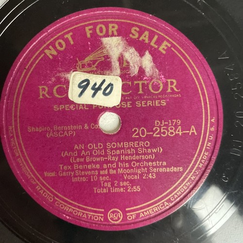 10" 78 RPM-Tex Beneke-An Old Sombrero/Dreamy Lullaby/RCA Victor 20-2584 ...