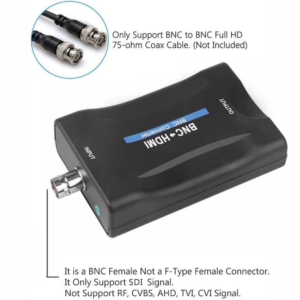 BNC TO HDMI Video Converter PAL NTSC Coax Cable Adapter HD 1080P/720P ...