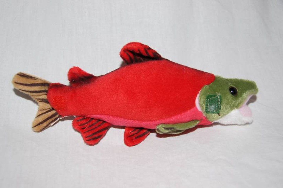 Little Plush FISH TOY red trout sockeye salmon fisherman halloween ...