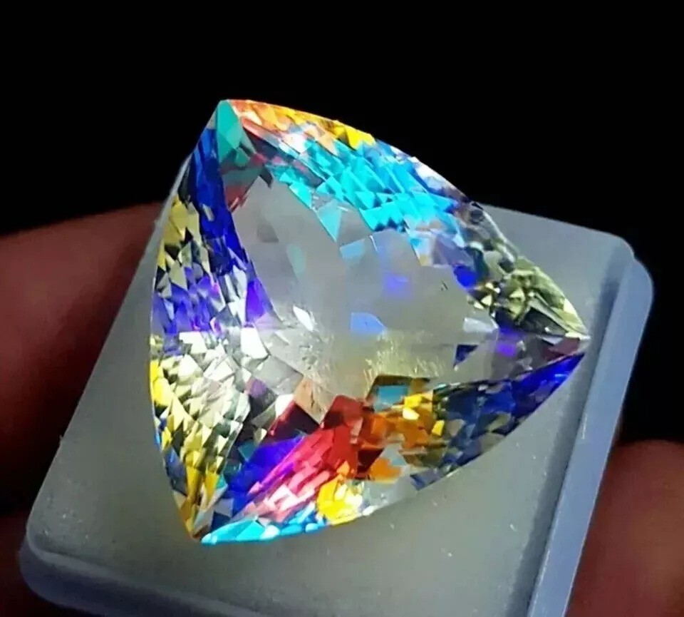 Mystic Quartz Natural Trillion Shape Rainbow Color Gemstone 100 Ct EGL ...
