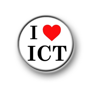 I LOVE / HEART ICT 1” / 25mm pin button / badge / school / geek / nerd ...