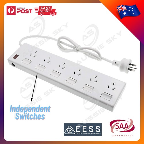6 Outlet Power Board Overload Protection Individual Switch With 1M ...