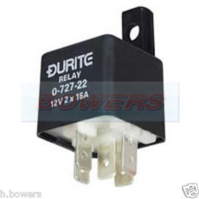 DURITE 0-727-22 5 PIN MINI DOUBLE MAKE BREAK RELAY 12V 2x 25A AMP WITH ...