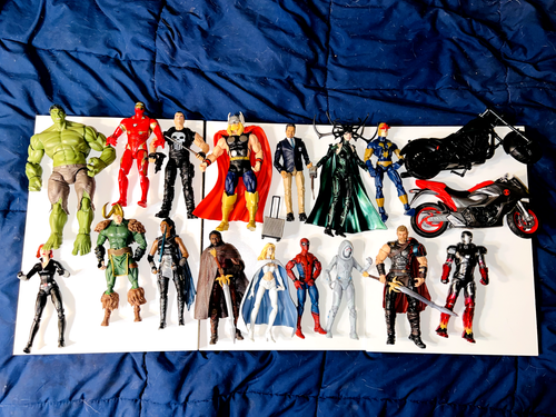 MARVEL LEGENDS LOT 16 FIGURES + 2 MOTORCYCLES MCU HULK IRON MAN X-MEN ...