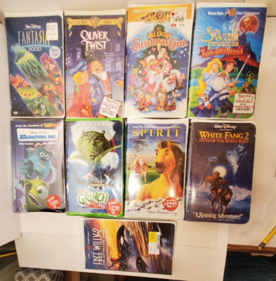 Lot of 10 VCR Kids Movies Brand New Sealed Grinch Free Willy White Fang ...