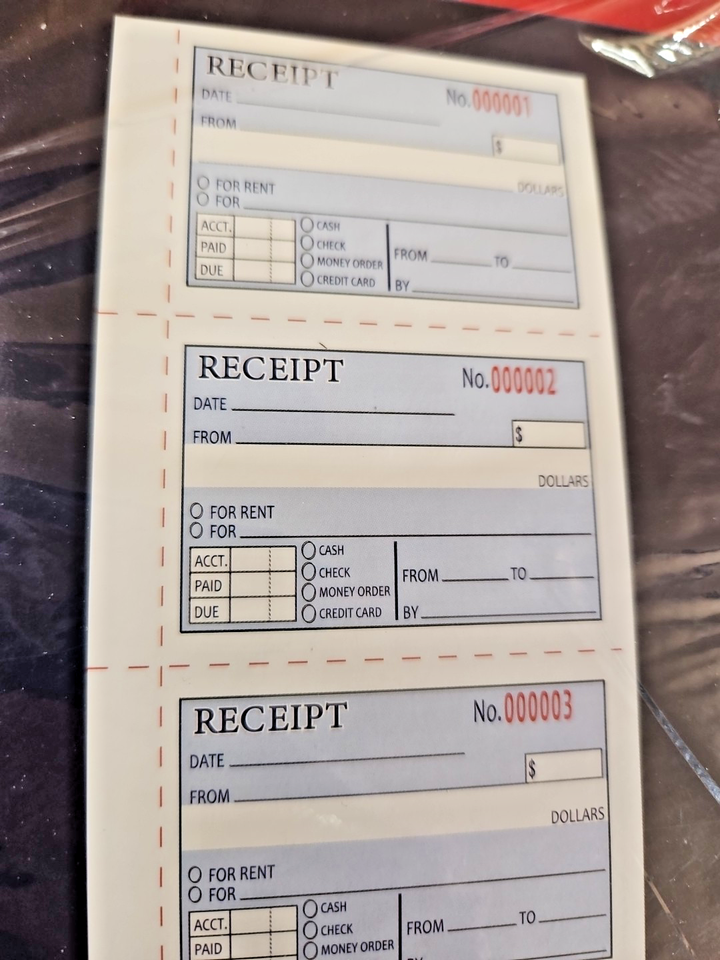 MONEY/RENT RECEIPT BOOK 400 CARBONLESS SETS EACH 2 PART FORM 2x200 | eBay