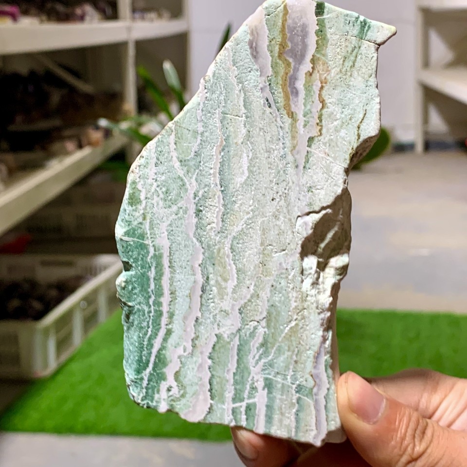 164G Natural green moss agate crystal raw stone flakes quart specimen ...