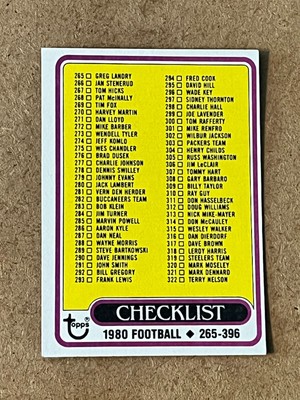 1980 Topps NFL Checklist 265-396 #391 EX | eBay