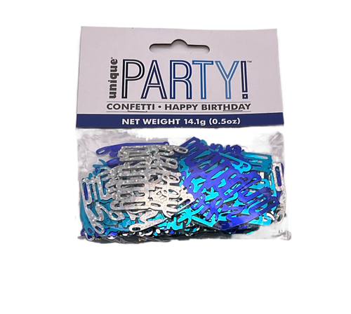 Happy Birthday Themed Glitz Blue Confetti Happy Birthday Party Table ...