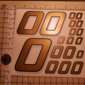Gold w/Black-White #0's Racing Numbers Vinyl Decal Sheet 1/10-1/12 ...