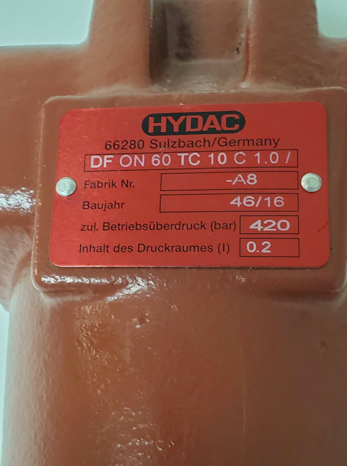 Hydac DF ON 60 TC 10 C 1.0 Pressure Filter DF Reversible Oil Flow Head ...