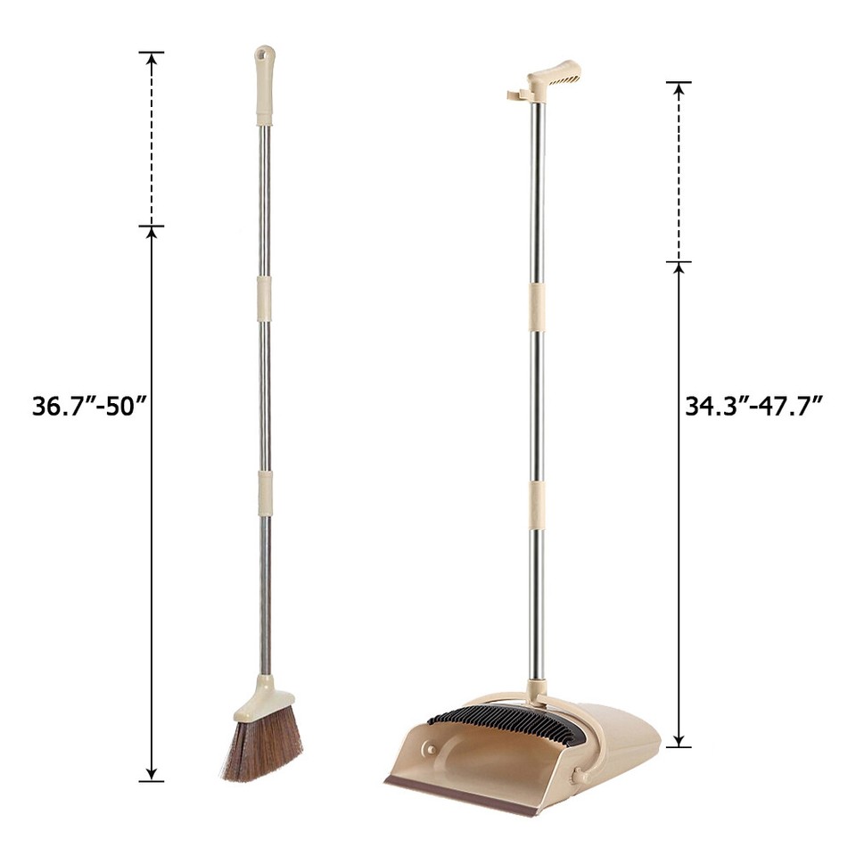 Foldable Broom and Dustpan Sweep Clean Set Dust Pan Broom Upright w ...